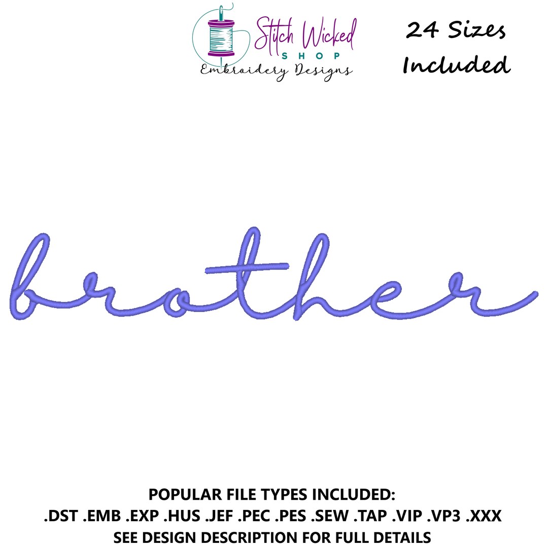 Brother Embroidery Design, Brother Script Embroidery File, Brother ...
