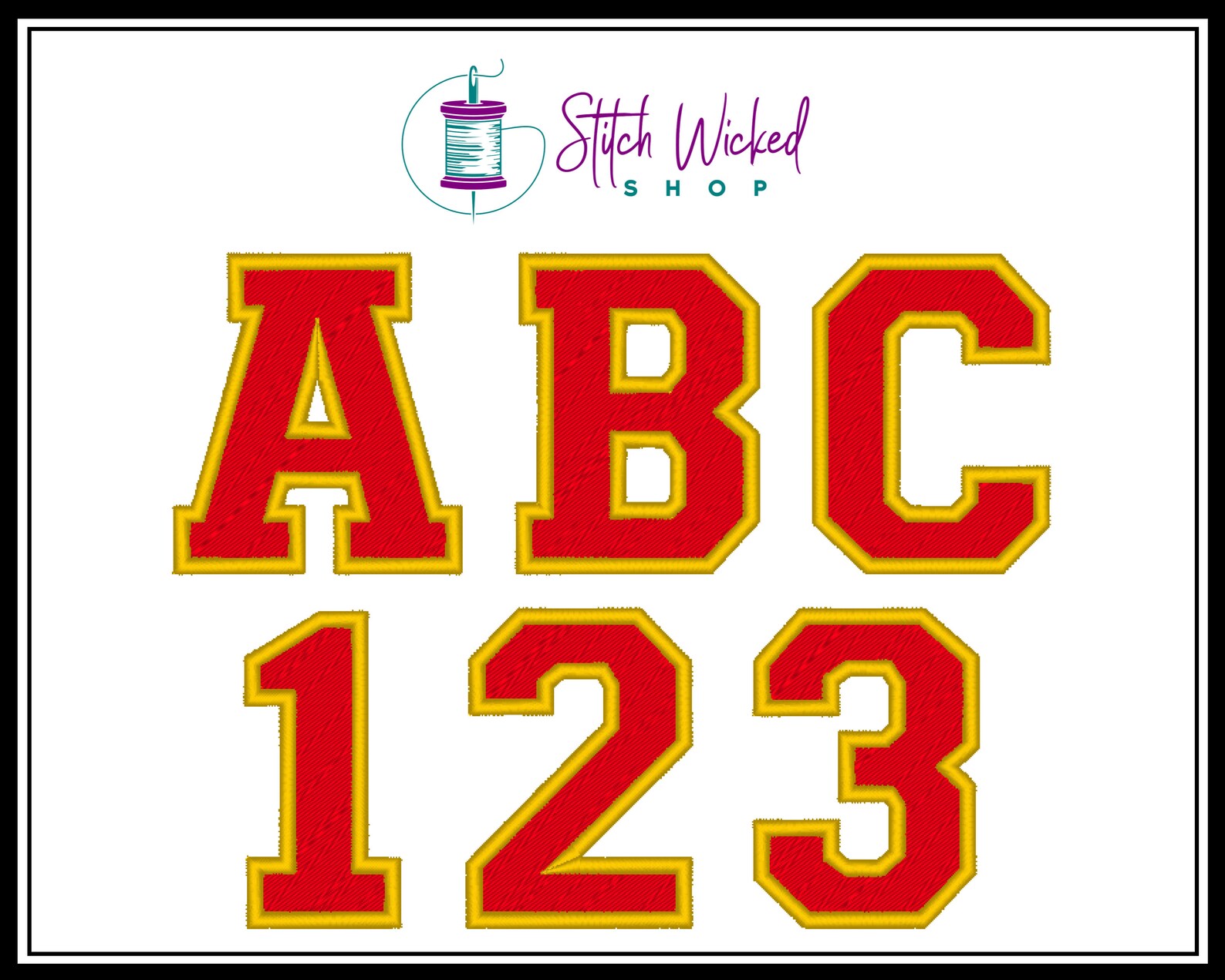 Varsity Letters and Numbers Red With Edge Color Embroidered Iron on ...