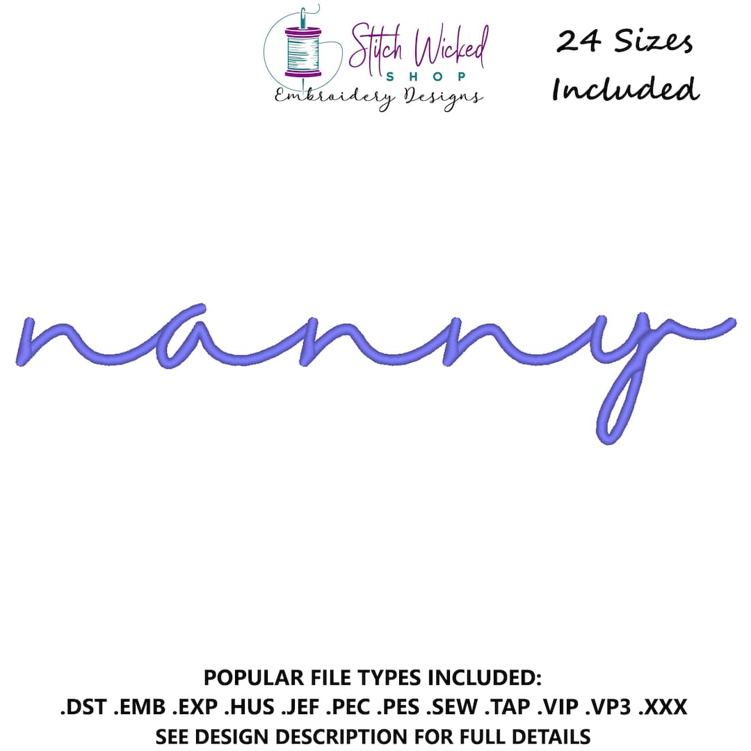 Nanny Embroidery Design, Nanny Script Embroidery File, Nanny Sweatshirt ...