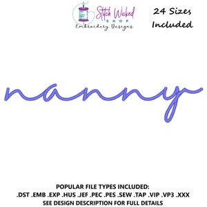 Nanny Embroidery Design, Nanny Script Embroidery File, Nanny Sweatshirt ...