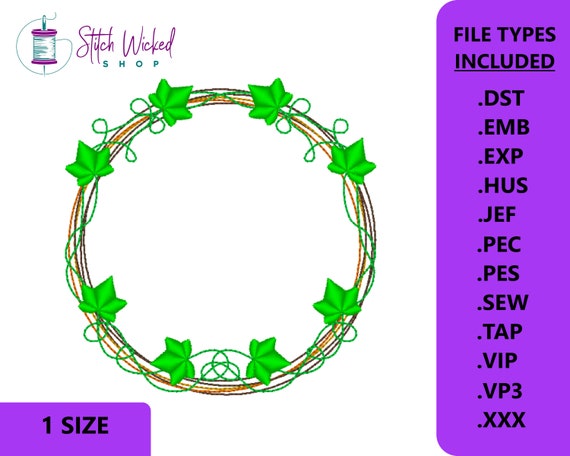 Ivy Monogram Frame Machine Embroidery Design Ivy Leaf - Etsy