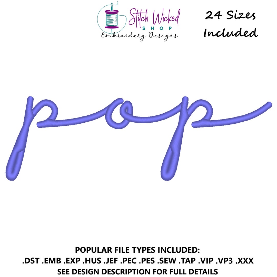 Pop Embroidery Design, Pop Script Embroidery File, Pop Sweatshirt ...