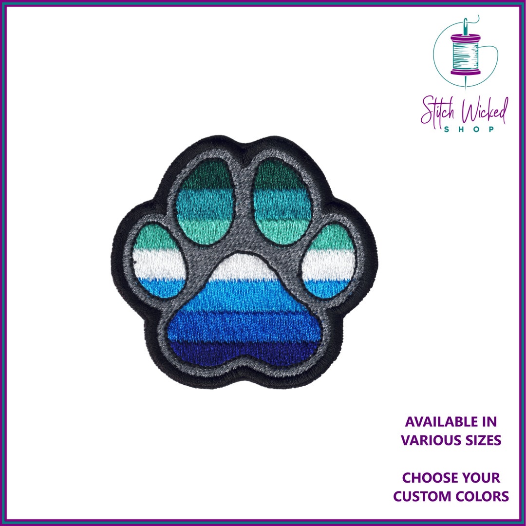 Gay Men's Pride Flag Paw Print Embroidered Patch, LGBTQ Patches ...