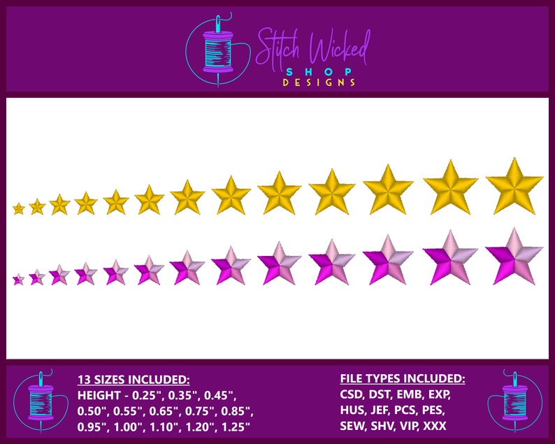 Mini Star Machine Embroidery Design Mini Stars Design Small - Etsy