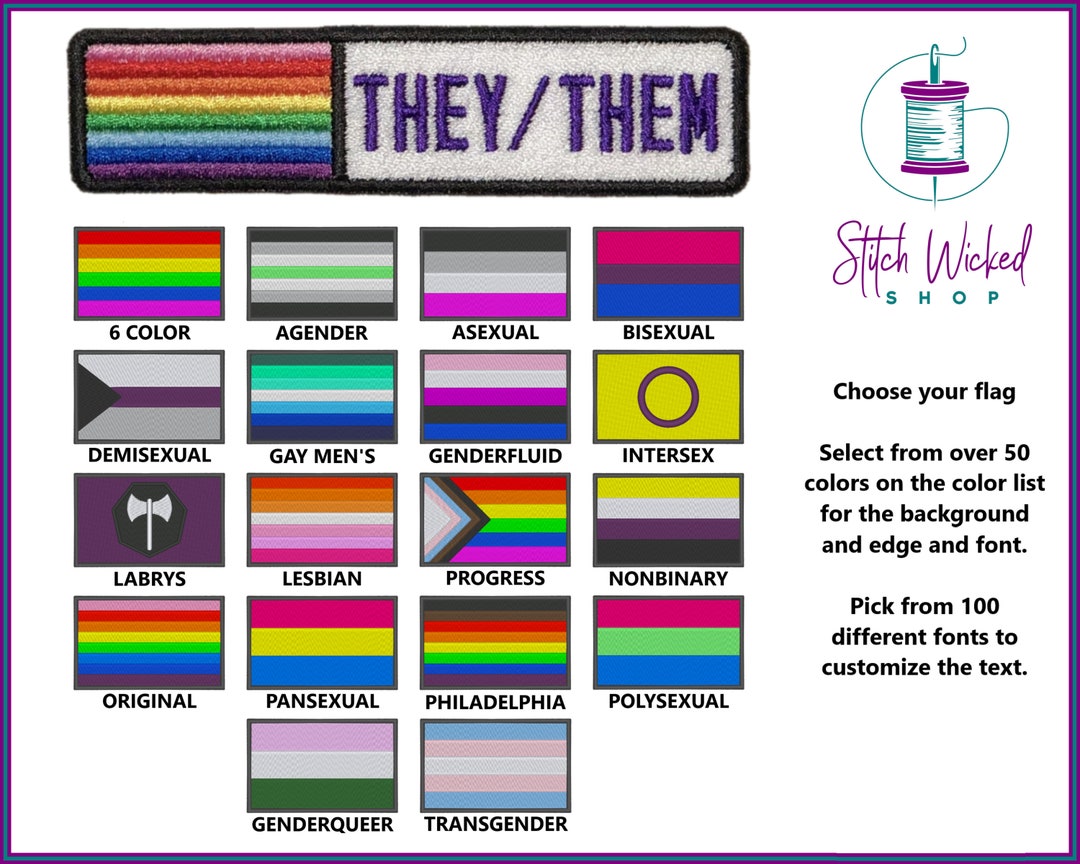 Custom Pronoun Patch, Professional Pronoun Tag, Embroidered Custom ...