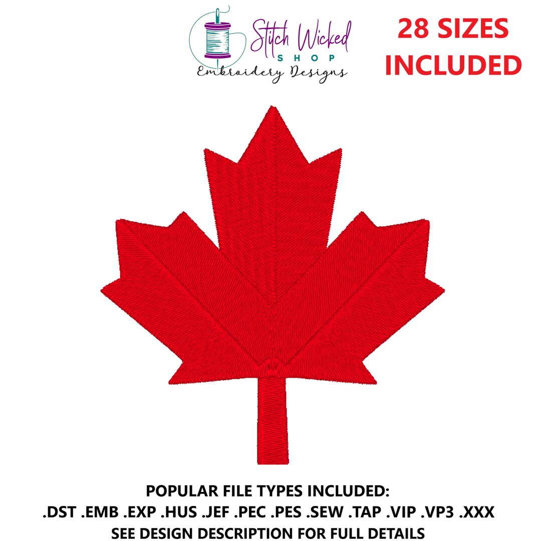 Canada Maple Leaf Machine Embroidery Design, Fill Stitch Embroidery ...