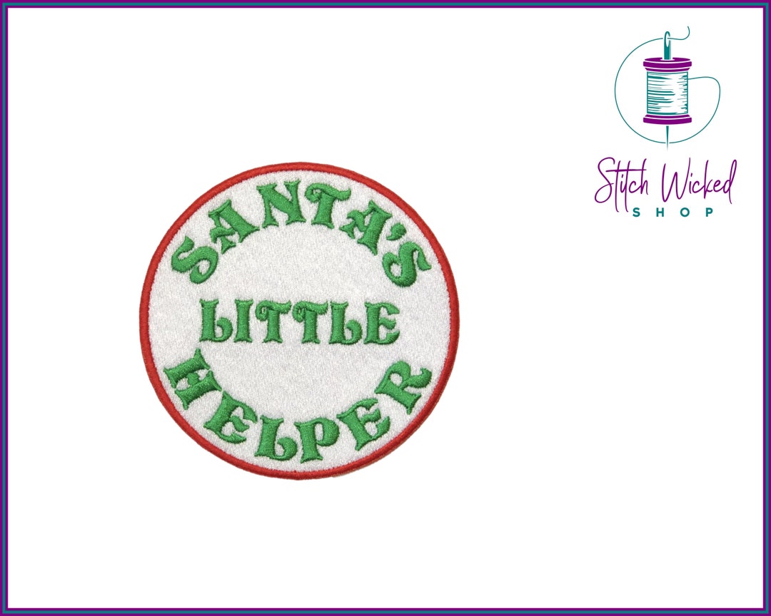 Santa's Little Helper Embroidered Patch, Christmas Patch, Christmas ...
