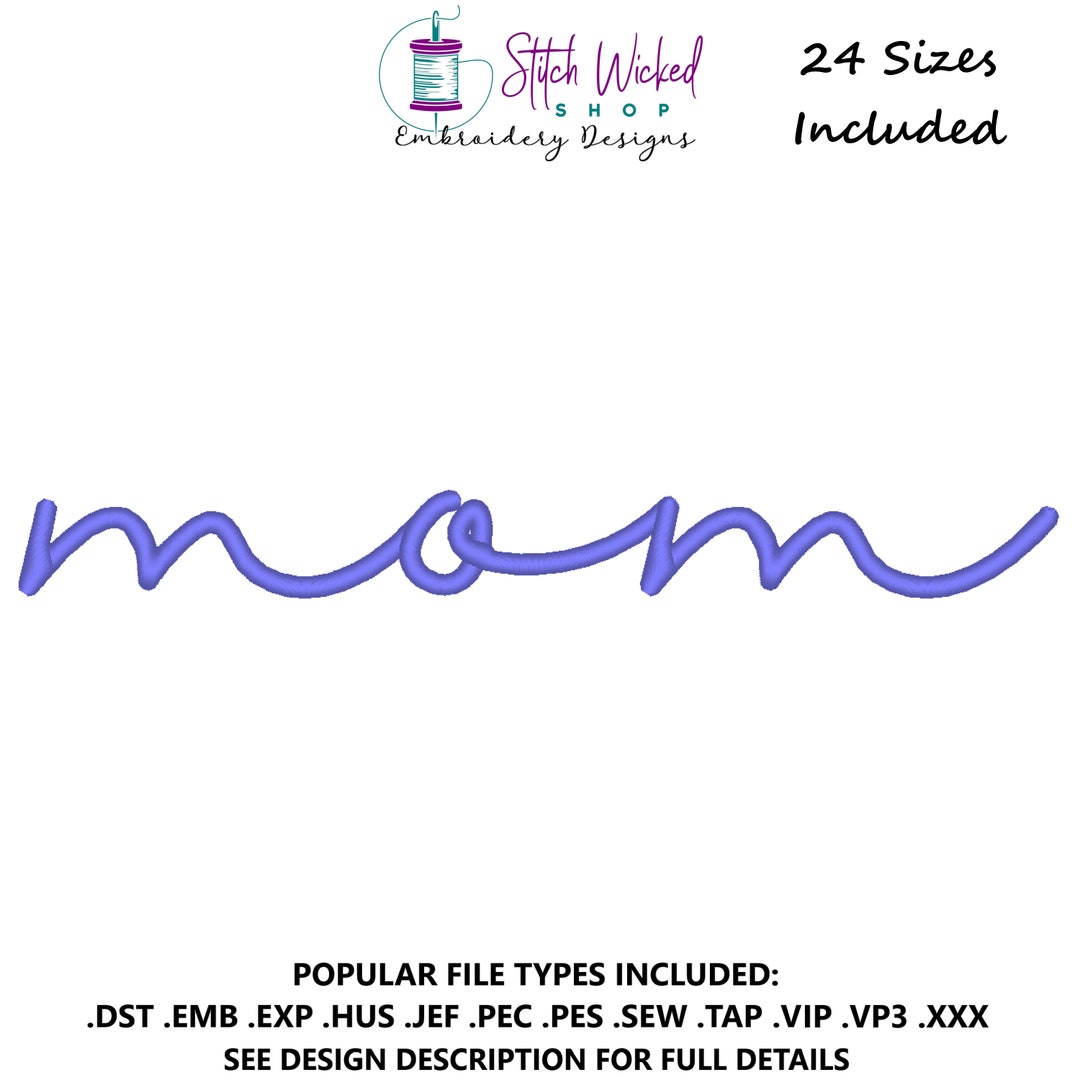 Mom Embroidery Design, Mom Script Embroidery File, Mom Sweatshirt ...