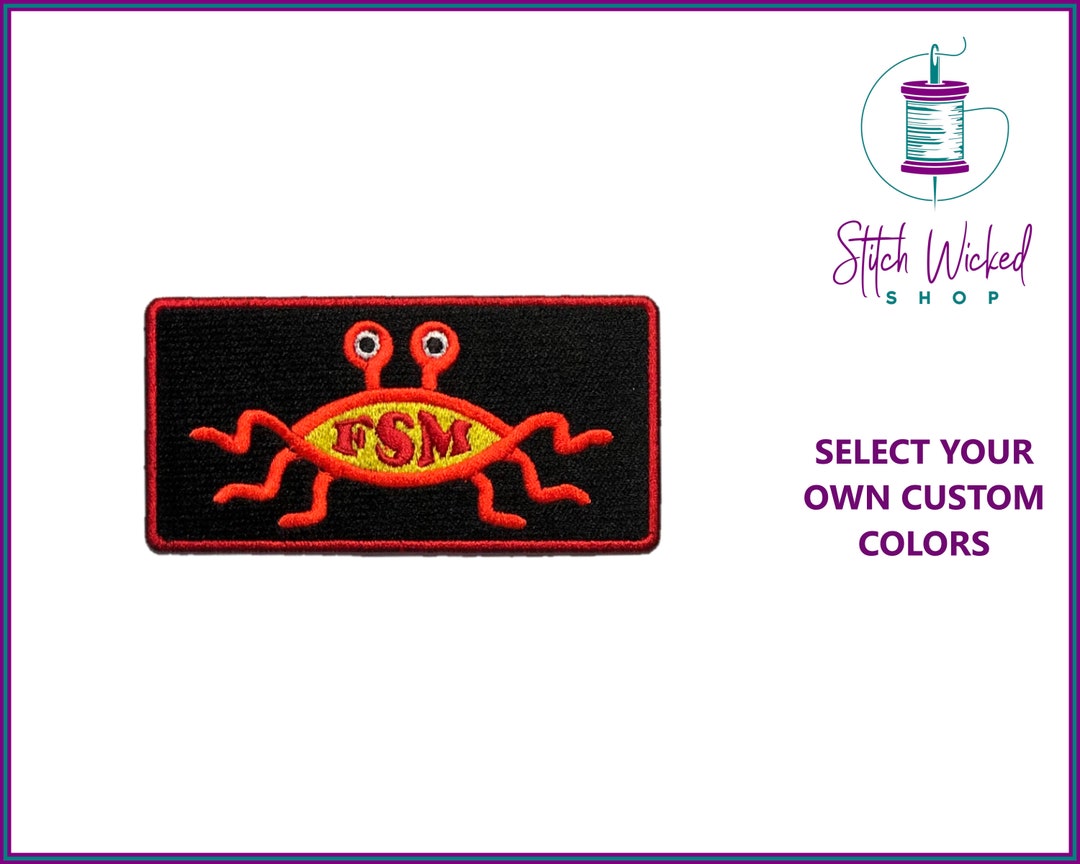 Flying Spaghetti Monster Embroidered Patch, FSM Church of the Flying ...