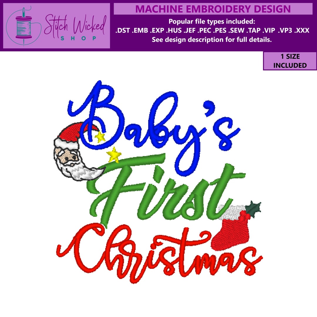 Baby's First Christmas Embroidery Design, Machine Embroidery Design ...