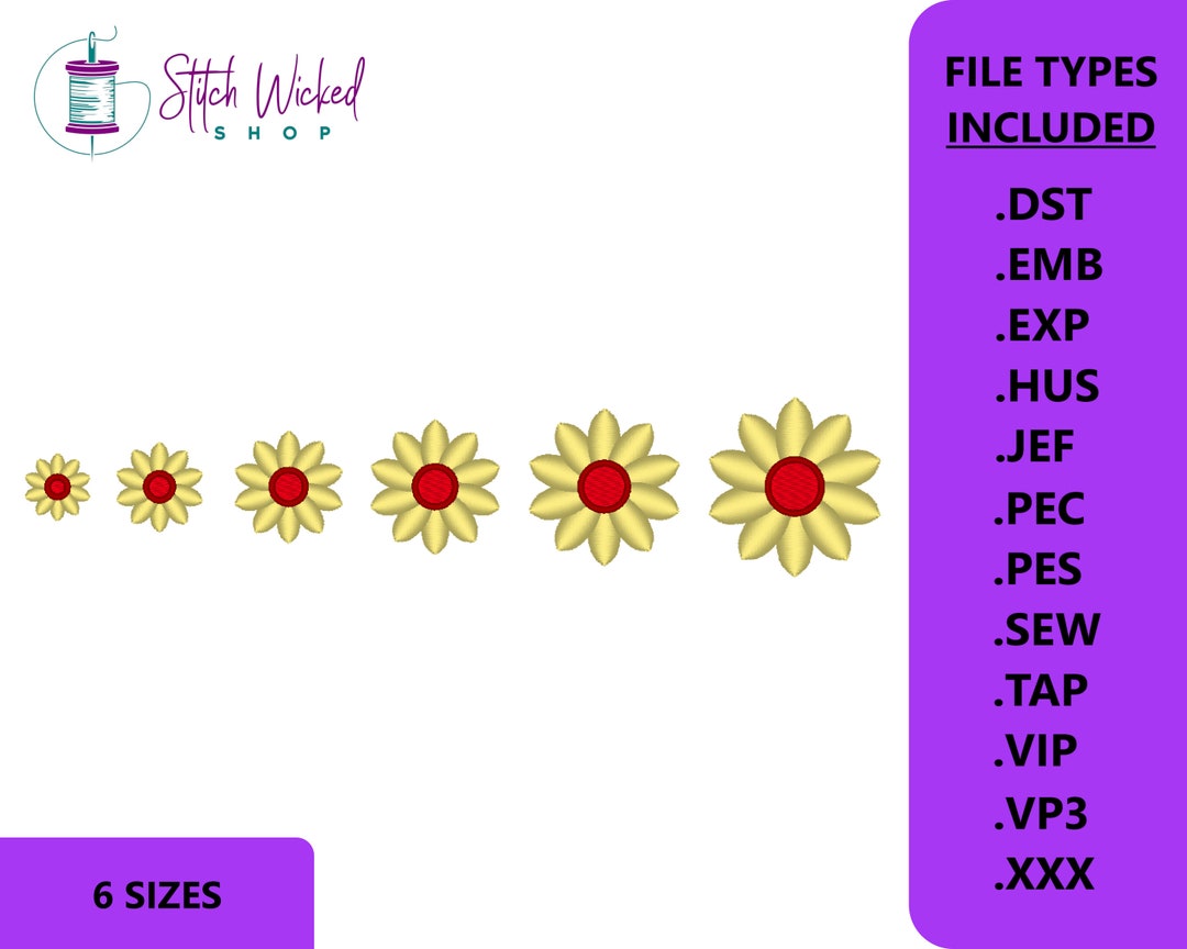 Mini Flower Embroidery Design, Small Flower Machine Embroidery, Floral ...