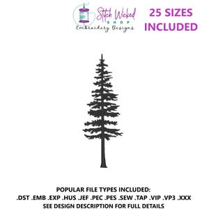 Fir Tree Embroidery Design, Simple Fir Tree Silhouette, Tree Embroidery ...