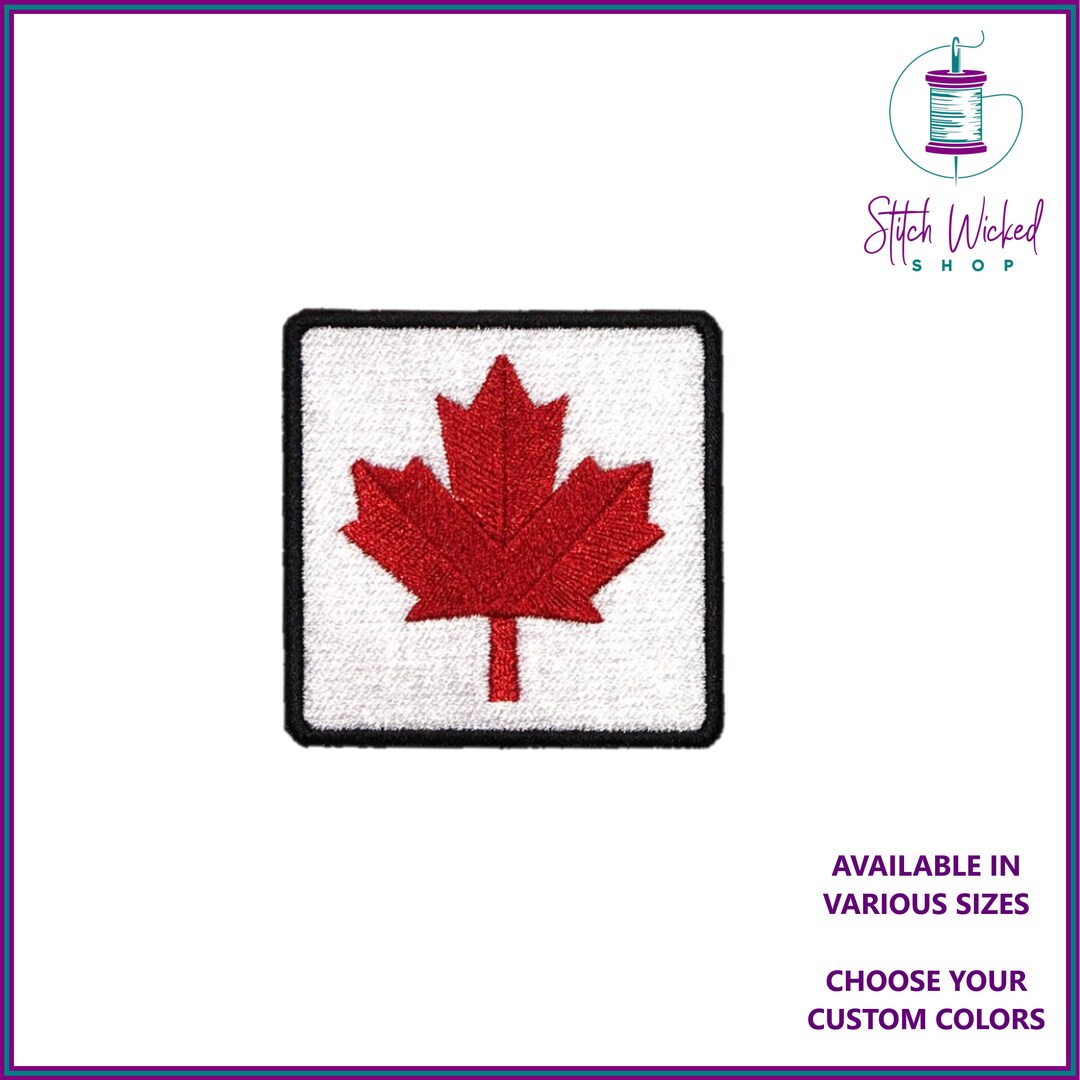 Maple Leaf Square Patch, Custom Maple Leaf Embroidered Patch, Choose ...