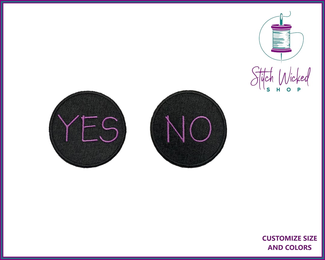 Yes and No Embroidered Patches, Nonverbal Patches, Social Anxiety ...