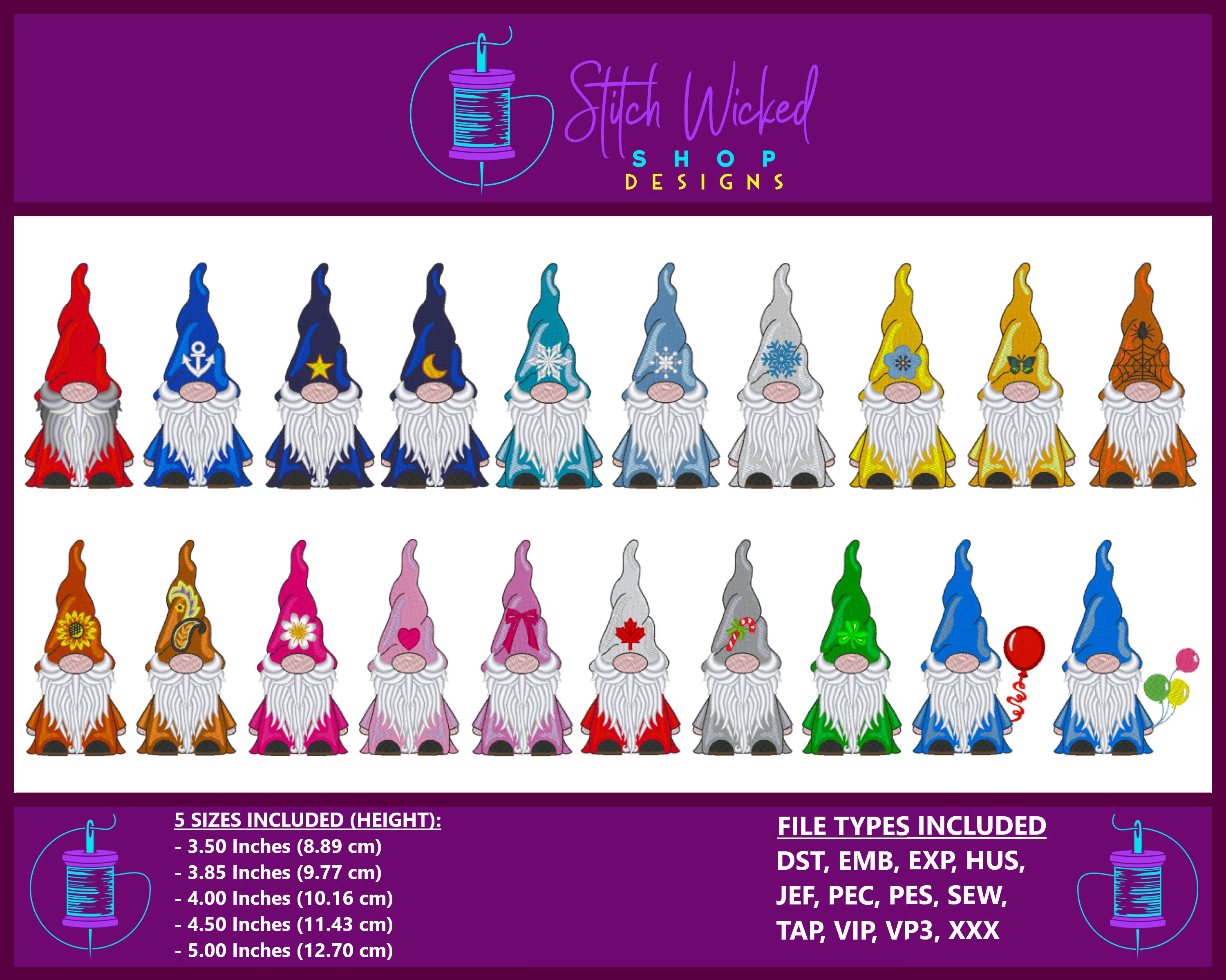 Gnome Machine Embroidery Designs Design Bundle Gnome - Etsy