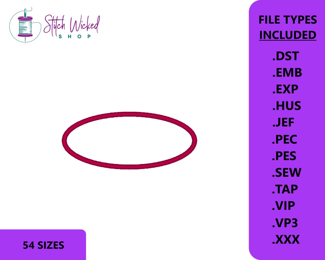 Patch Border Embroidery File, Oval Embroidery Design for Name Patches ...