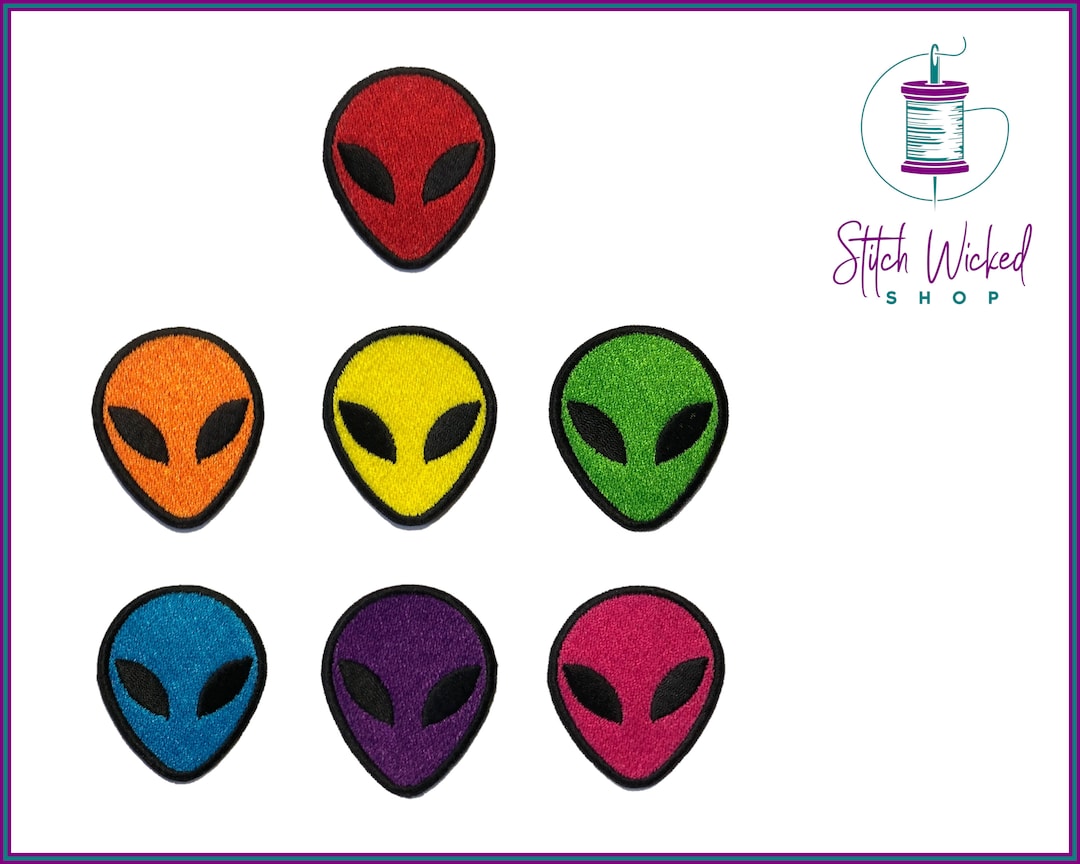 Alien Head Space Patch, Alien Head Embroidered Patch, Outer Space ...
