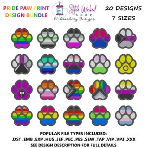 Pride Flag Paw Prints Machine Embroidery Design Bundle, Pride ...