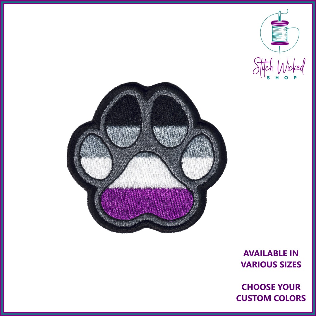 Asexual Pride Flag Paw Print Embroidered Patch, LGBTQ Patches, Pawprint Flag Patch, Pride Gift ...