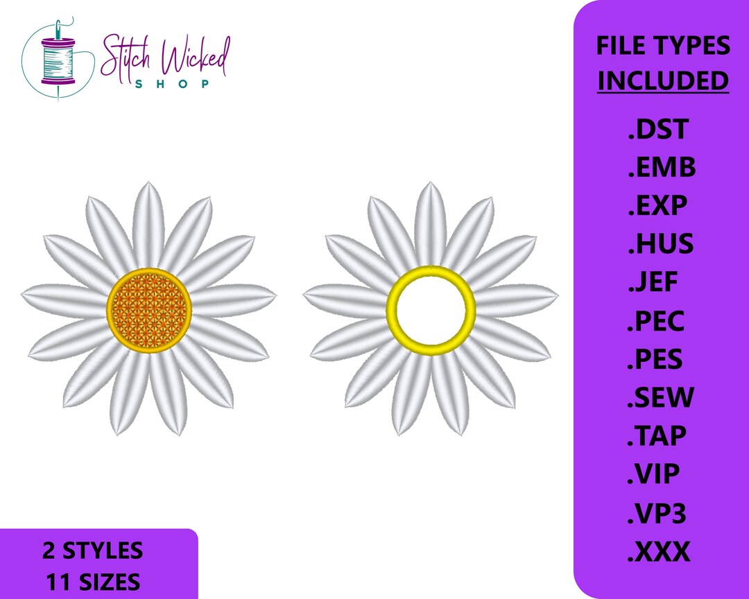 Daisy Machine Embroidery Design, Flower Applique Design, Daisy ...