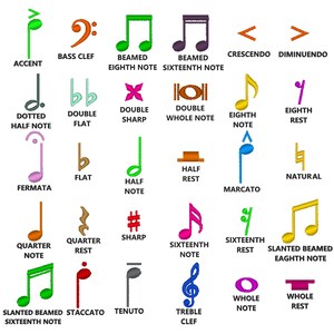 Music Notes Embroidery Design Bundle, Mini Music Notes Embroidery ...