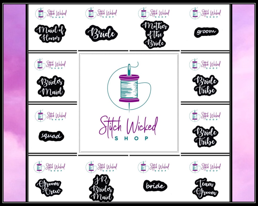 Bridal Party Name Tags, Custom Embroidered Patch, Wedding Embroidery ...