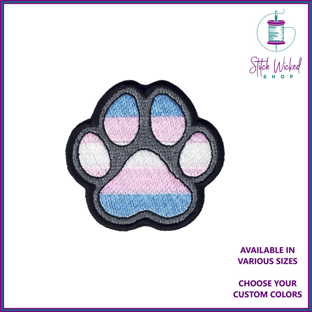 Transgender Pride Flag Paw Print Embroidered Patch, LGBTQ Patches ...
