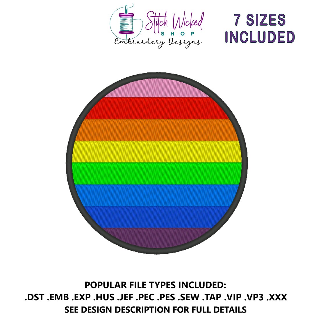 Original Pride Flag Embroidery Design, Circle Pride Flag Patch ...