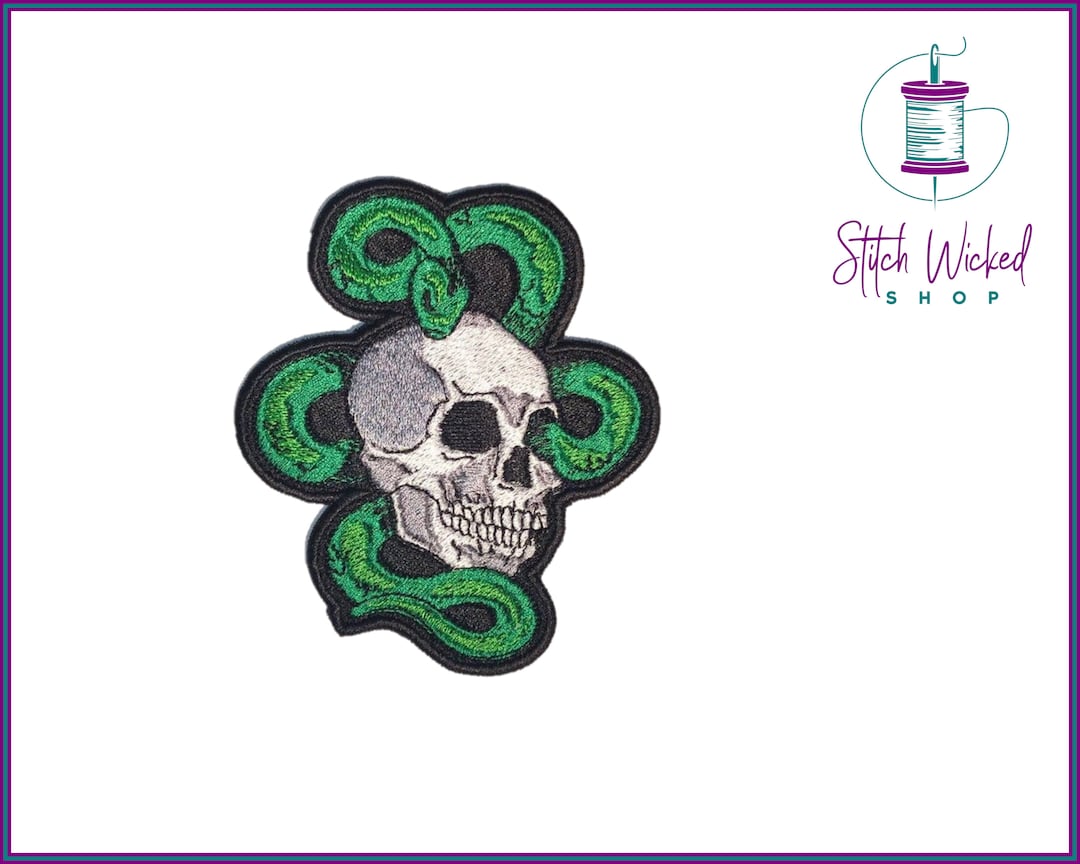 Embroidered Snake Biker Jacket Patch, Motorcycle Vest Skull Patch ...
