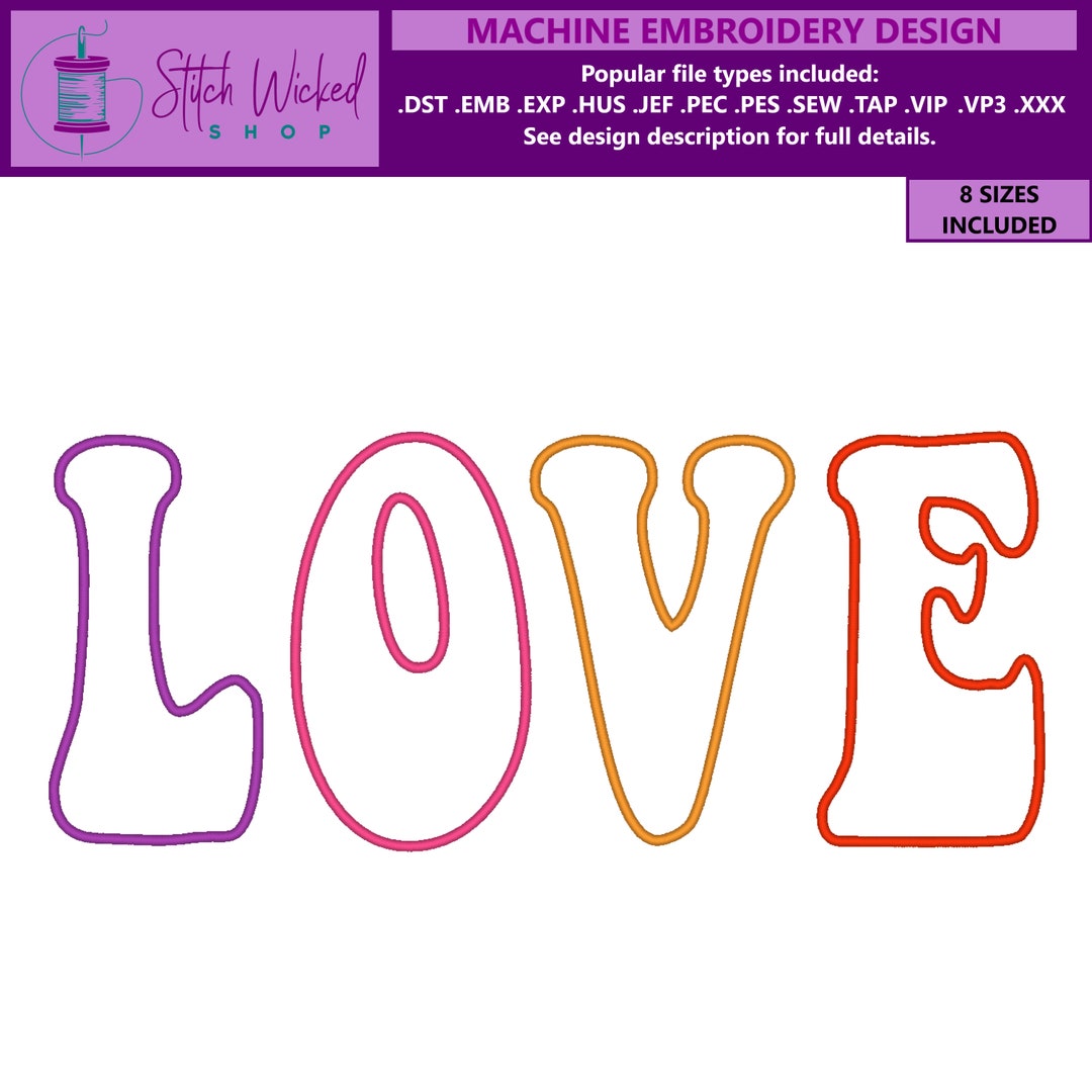 Love Applique Embroidery Design, Applique Machine Embroidery Design - Etsy