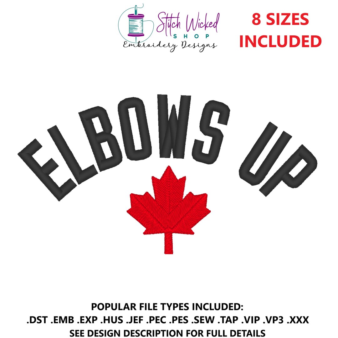 Elbows up Embroidery Design, Elbows up Canada Hat Machine Embroidery ...