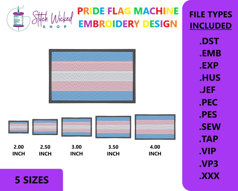 Transgender Pride Flag Machine Embroidery Design Pride Flag - Etsy