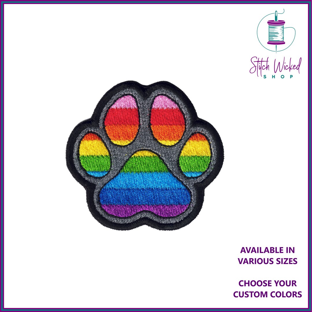 Original Pride Flag Paw Print Embroidered Patch, LGBTQ Patches ...