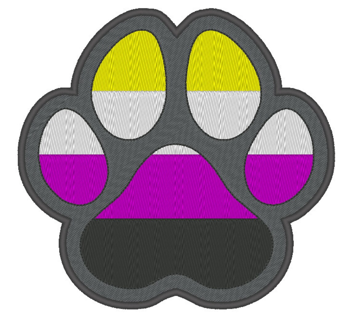 Nonbinary Pride Flag Paw Print Machine Embroidery Design, Pride Flag ...