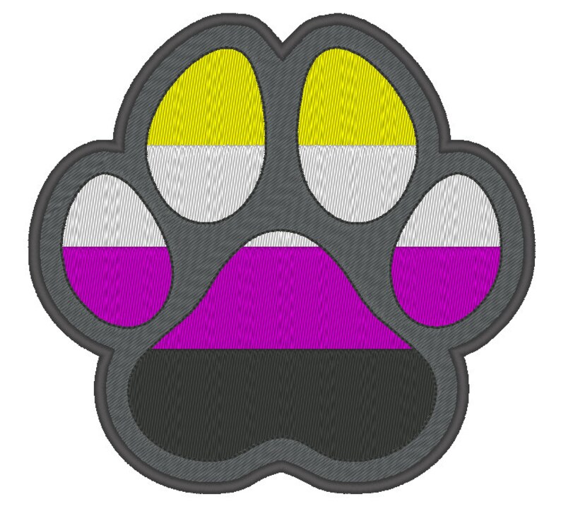 Nonbinary Pride Flag Paw Print Machine Embroidery Design, Pride Flag ...