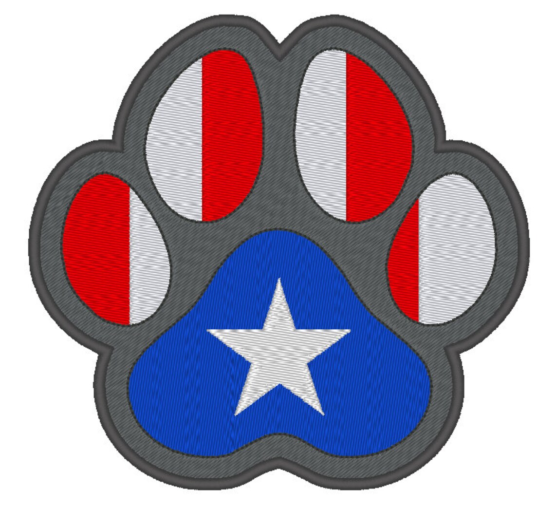 USA Flag Paw Print Machine Embroidery Design, Dog Paw Print Embroidery ...