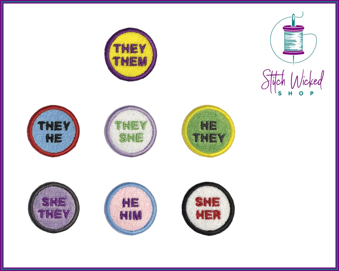 Custom Pronoun Patch, Pronoun Badge, They Them, He Him, She Her, Custom ...