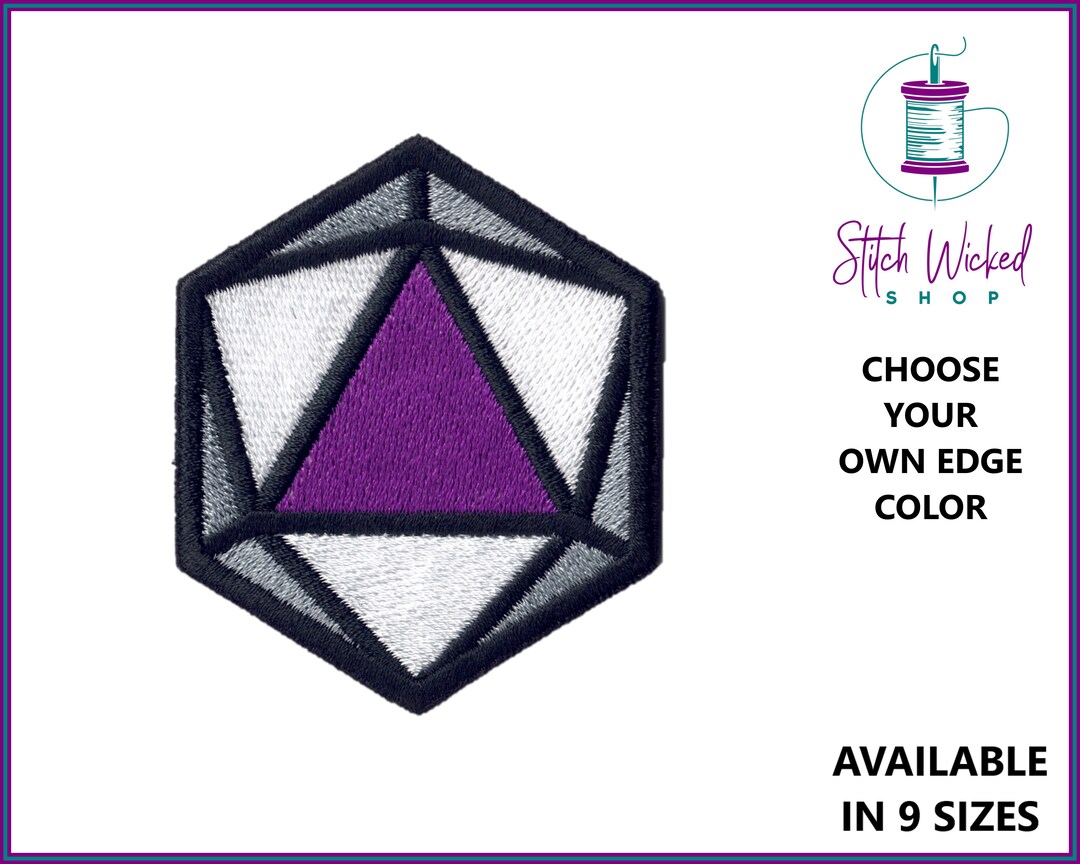 Pride D20 Iron on Patches, Asexual Pride Flag Embroidered Patch, 9 Different Sizes Available ...