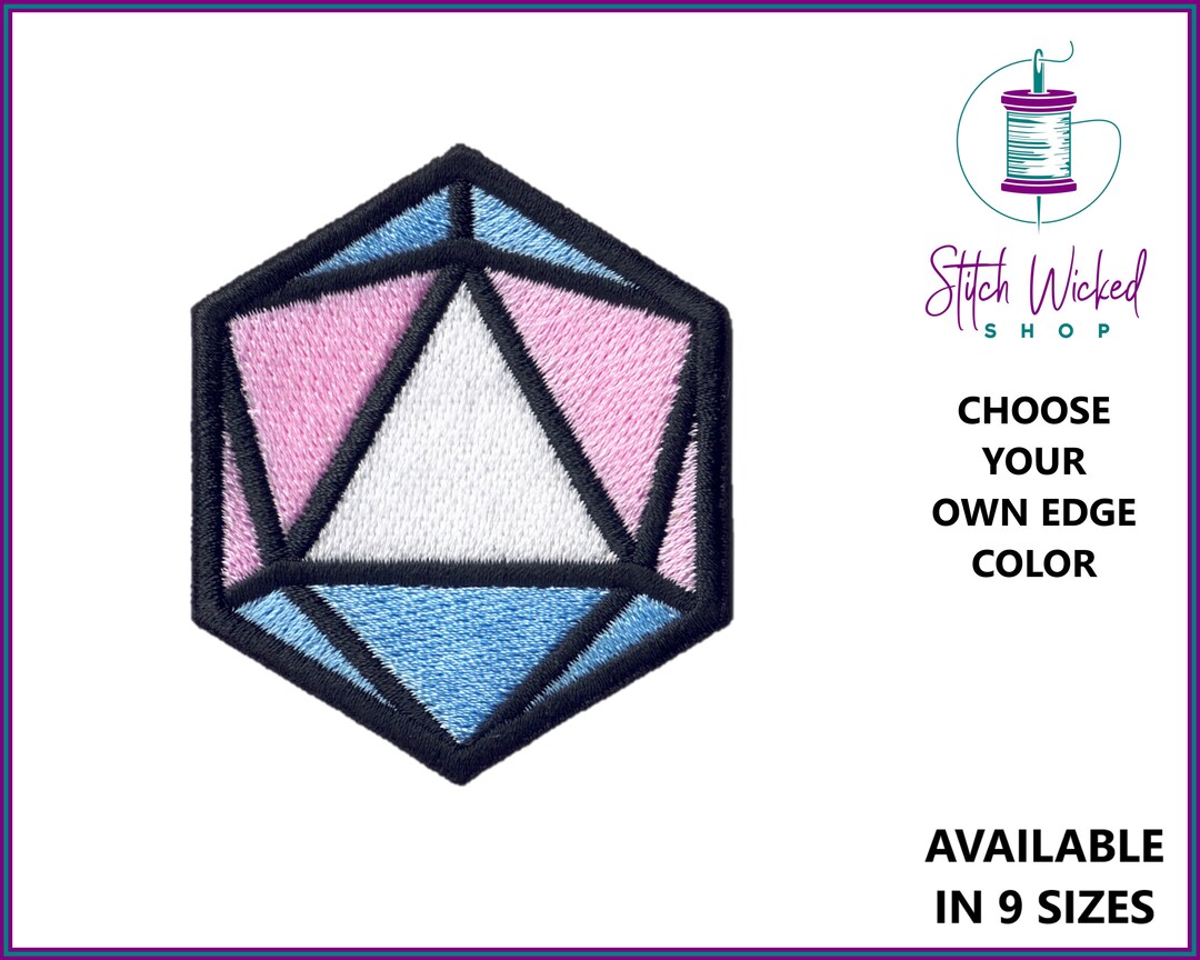 Pride D20 Iron on Patches, Transgender Pride Flag Embroidered Patch, 9 ...