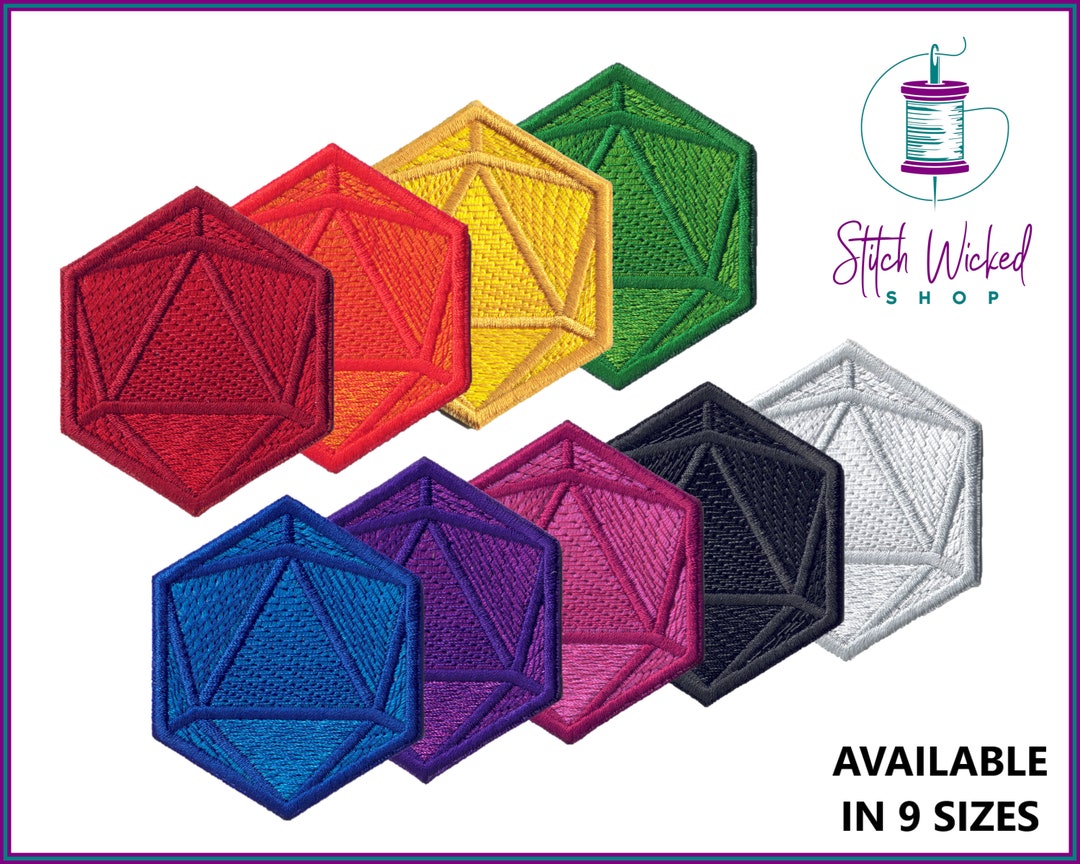 Rainbow D20 Patch Set, Embroidered Gamer Patches, Gem Patch, Jewel ...