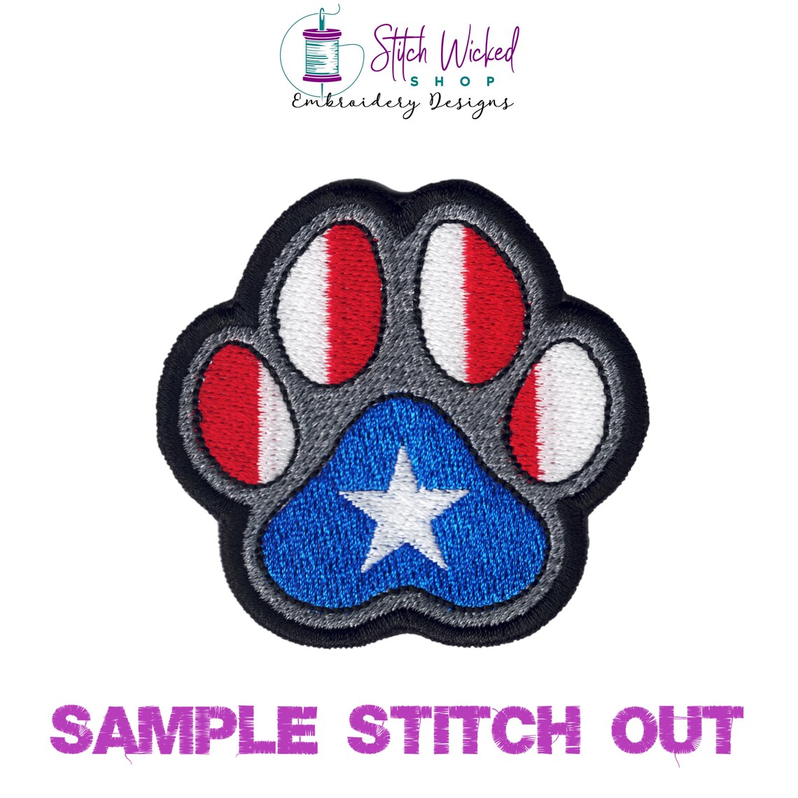USA Flag Paw Print Machine Embroidery Design, Dog Paw Print Embroidery ...