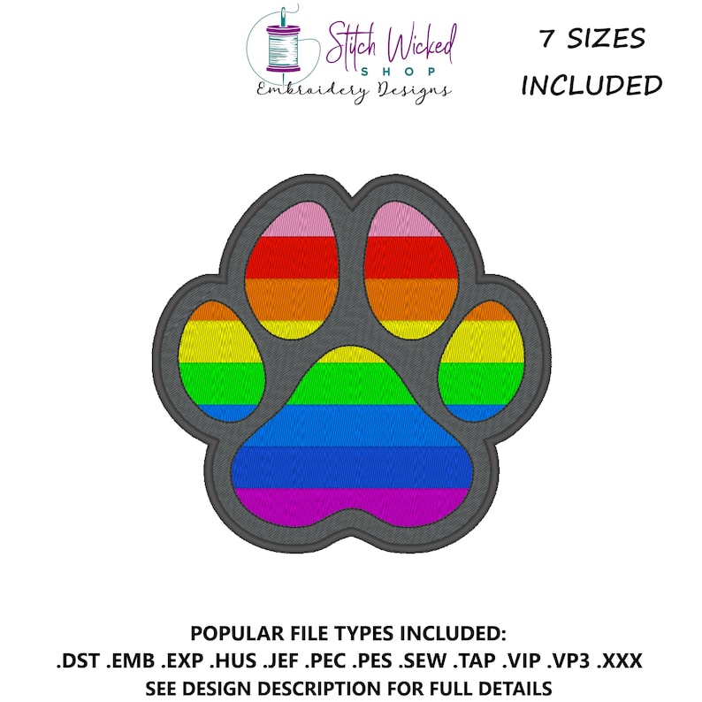 Original Pride Flag Paw Print Machine Embroidery Design, Pride Flag ...