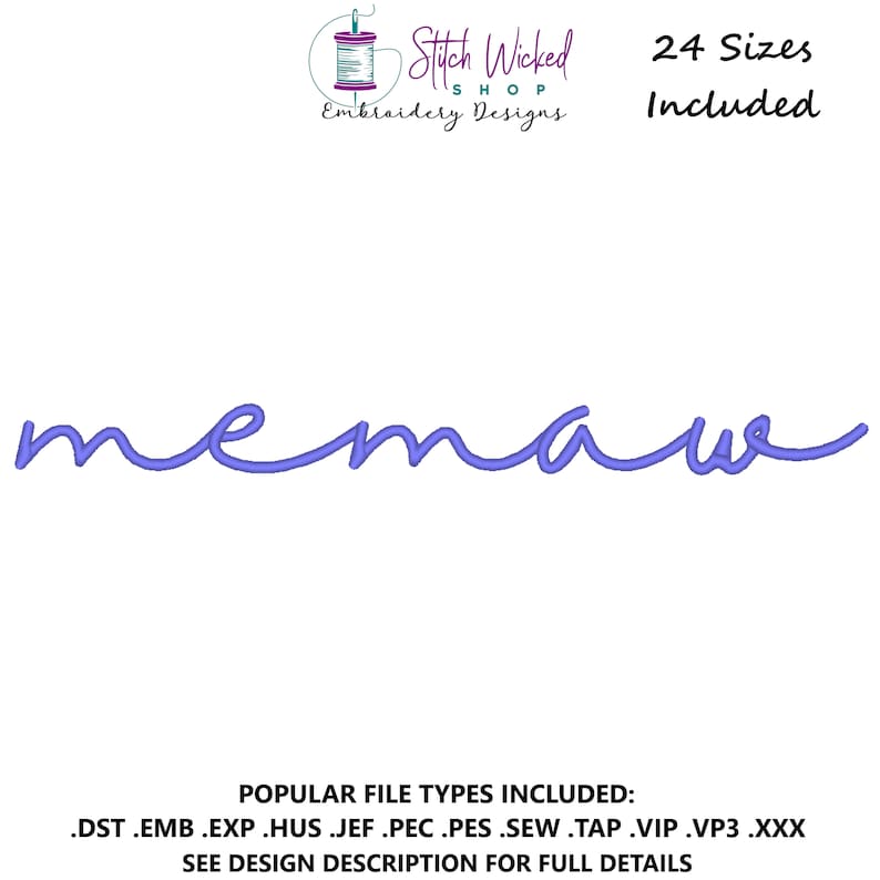 Memaw Embroidery Design, Memaw Script Embroidery File, Memaw Sweatshirt ...