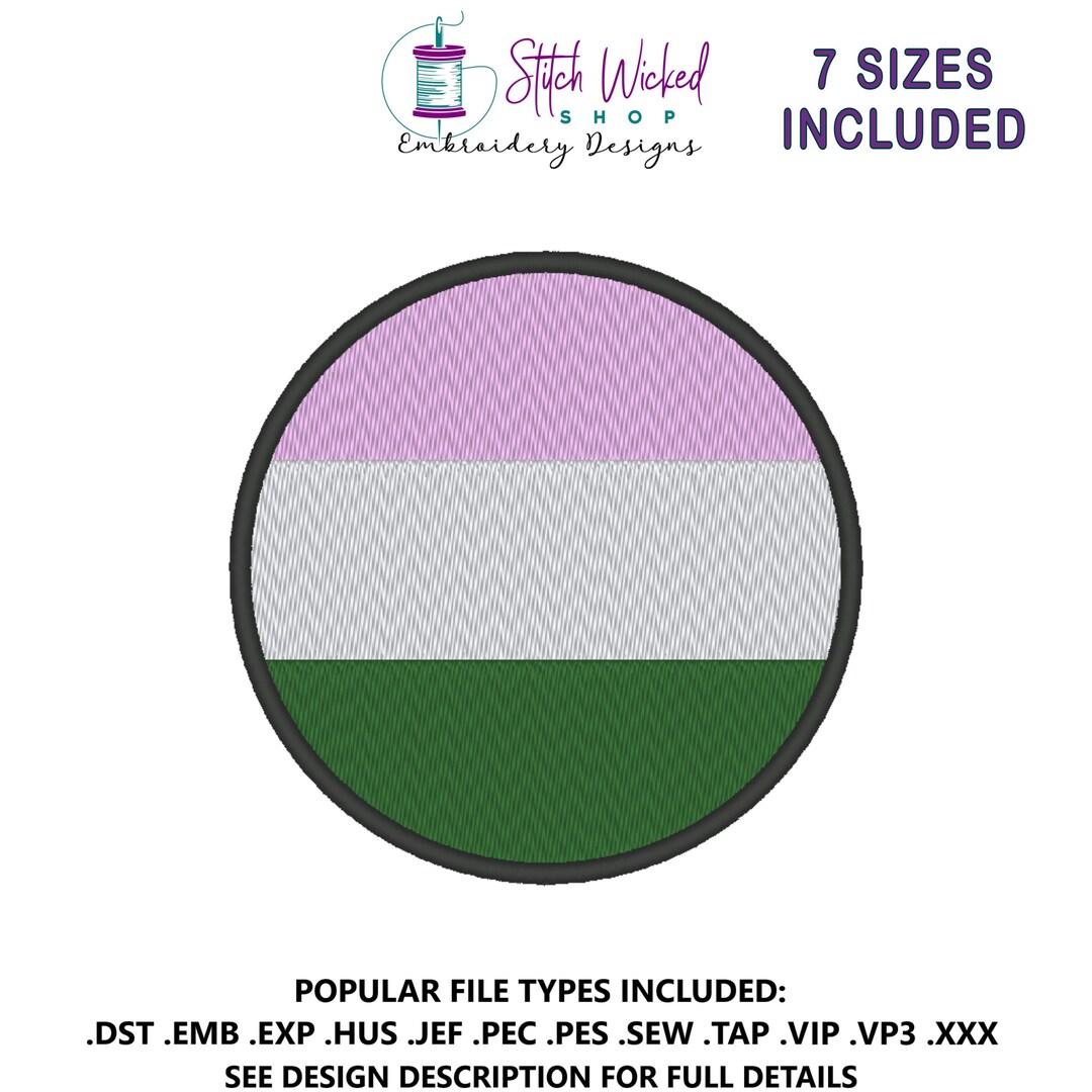 Genderqueer Pride Flag Embroidery Design, Circle Queer Pride Flag Patch ...