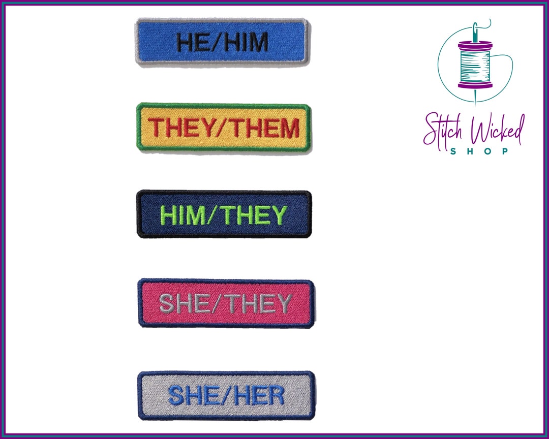 Custom Pronoun Patch, Professional Pronoun Tag, Fully Embroidered ...