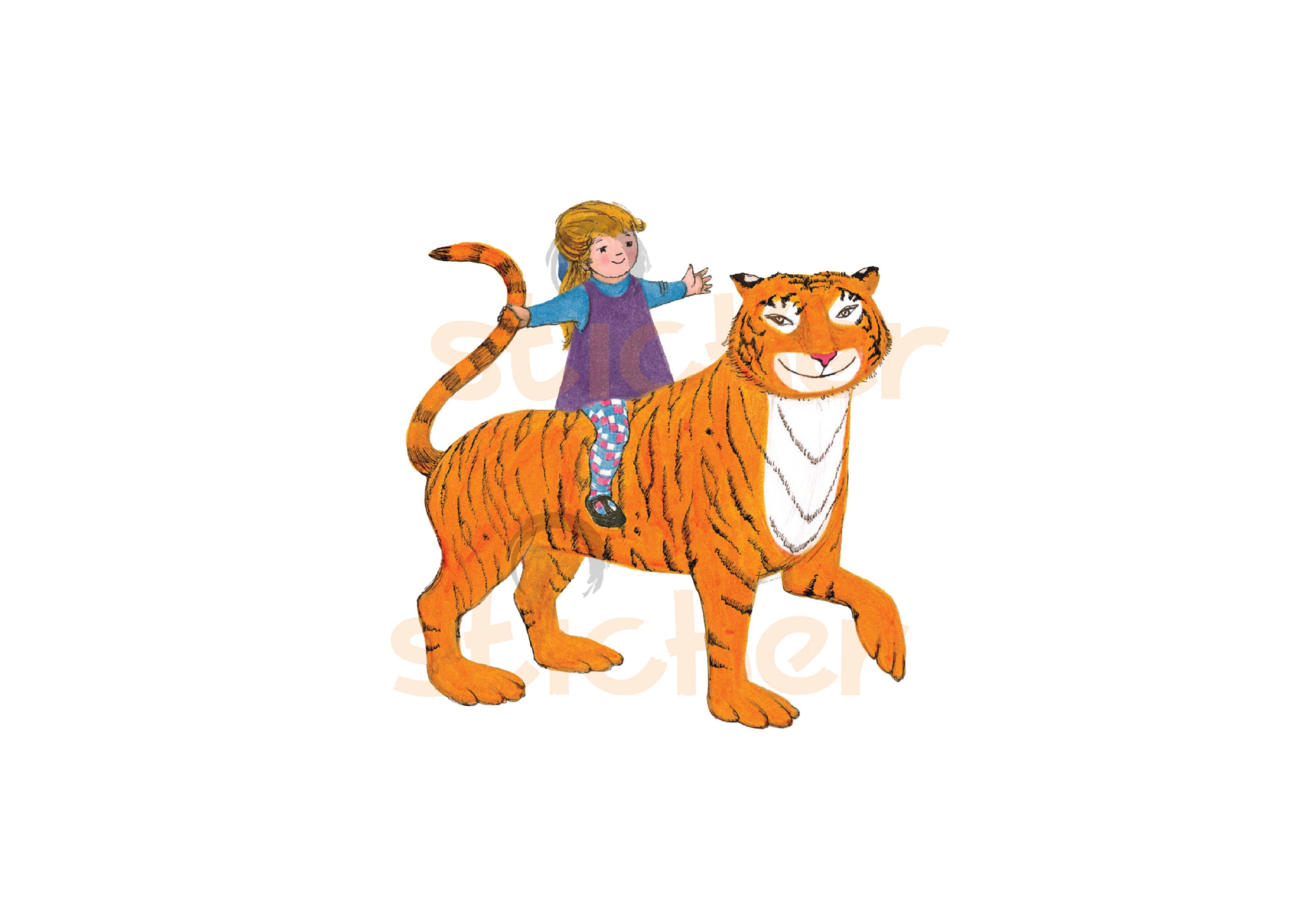 The tiger who came to tea Illustration Digital Print | Etsy