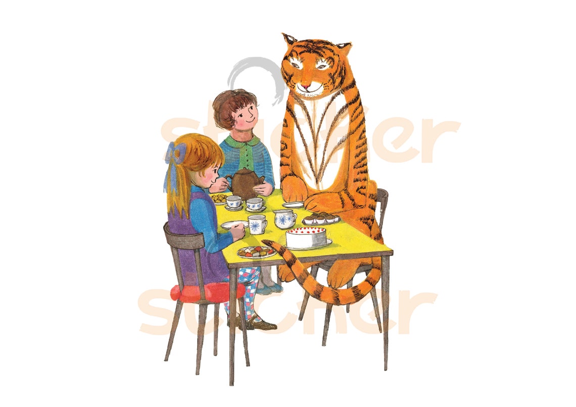 The tiger who came to tea Illustration Digital Print | Etsy
