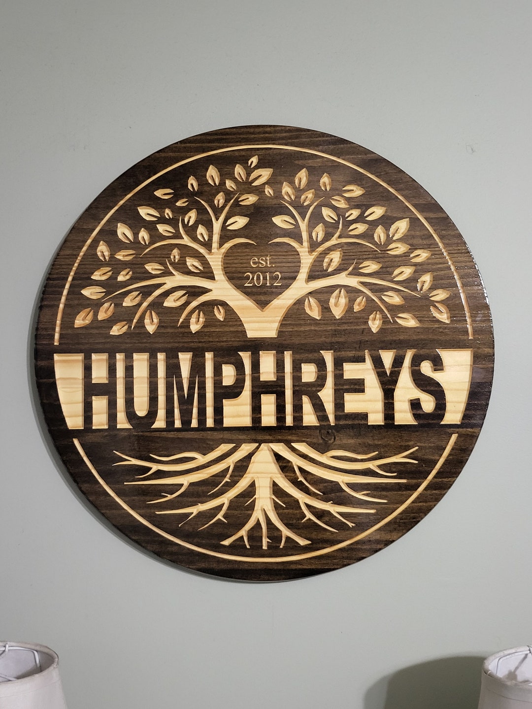 Wood Monogram Tree Sign - Etsy