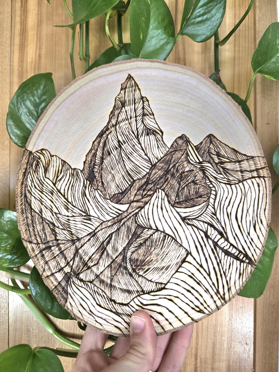 Mountain Art Woodburning Wall Decor - Handmade Pyrography Art - Etsy