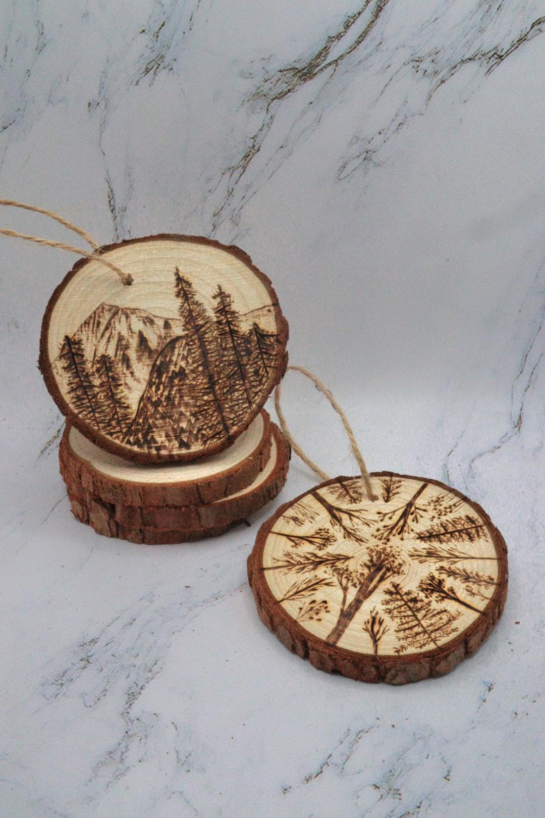 Mountain Art Woodburning Ornaments - Handmade Pyrography Art & Decor - Etsy